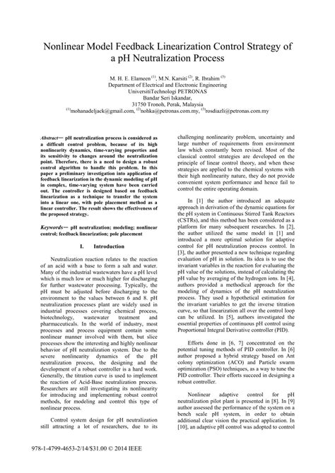 Pdf Nonlinear Model Feedback Linearization Control Strategy Of A Ph