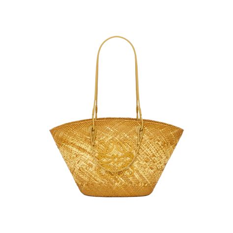 로에베 아나그램 베스킷백 인 이라카 팜 앤 카프스킨 오커 Loewe Kream