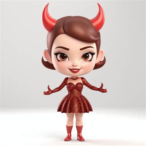 Premium Vector Devil Girl With Brown Glitter Dress