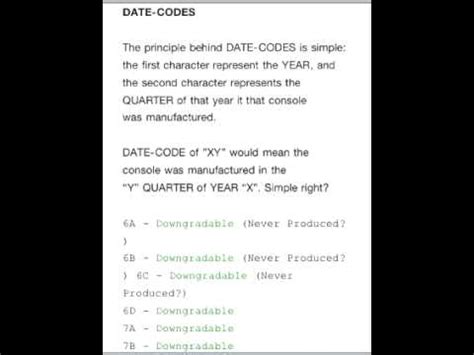 Date Codes For PS Downgrade YouTube