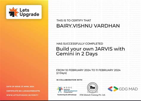 Bairy Vishnu Vardhan On Linkedin Ai Jarvis Letsupgrade