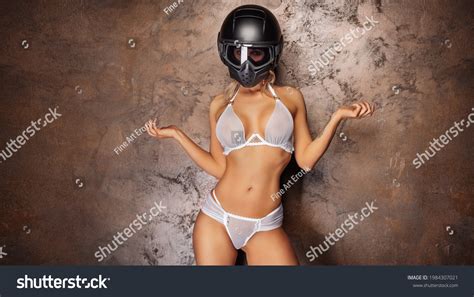 Sexy Woman Lingerie Biker Motorcycle Helmet Stock Photo Shutterstock