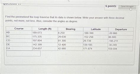 solved find the perimeterof the loop traverse that its data