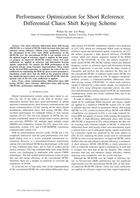 pdf performance optimization for short reference differential chaos