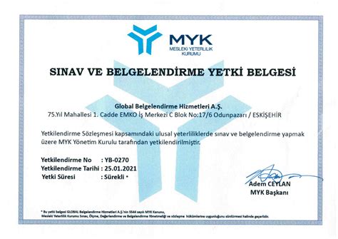 Yetki Belgesi ve Akreditasyon Sertifikası Global Belgelendirme Hizmetleri A Ş