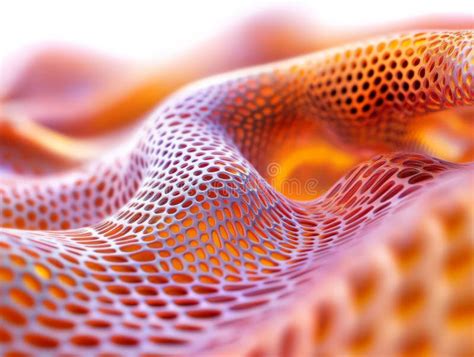 Microstructured Surface Undulating Mesh Pattern In Red Orange Gradient Resembling Futuristic Microstructured Surface Undulating Mesh Pattern In Red Orange Gradient Resembling Futuristic