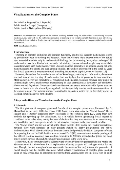 Pdf Visualizations On The Complex Plane