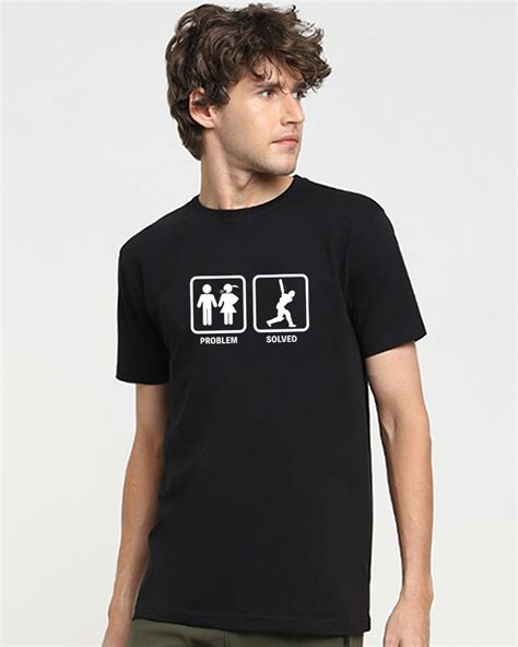 Buy Men S Black Problem Solved T Shirt Online At Bewakoof