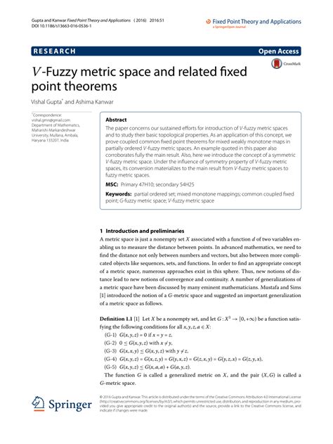Pdf V Fuzzy Metric Space And Related Fixed Point Theorems