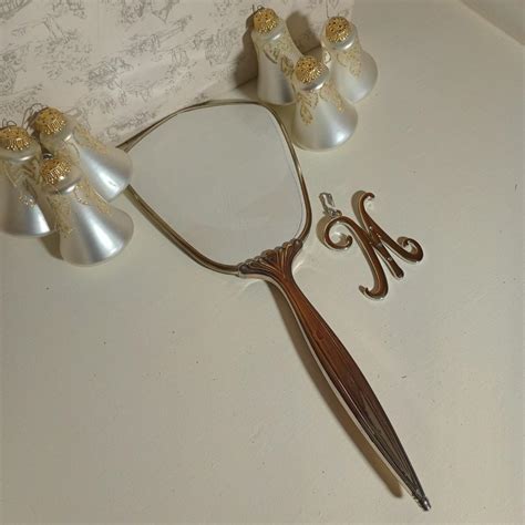 Lot 83m Antique Hand Mirror And Vintage Christmas Ornaments