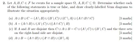 Solved Let A B CF Be Events For A Sample Space Chegg