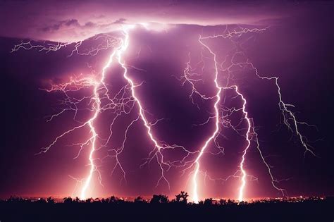 大雨と雷の間にピンクの雲のラスター図雷雨を注ぐ竜巻天窓環境災害環境汚染自然の 3 D レンダリングの背景の美しさ プレミアム写真