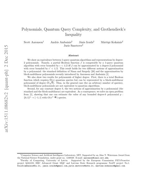 Pdf Polynomials Quantum Query Complexity And Grothendiecks Inequality