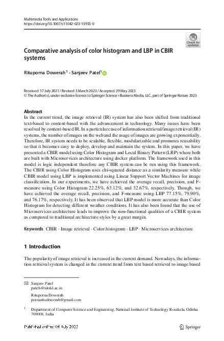 Pdf Comparative Analysis Of Color Histogram And Lbp In Cbir Systems