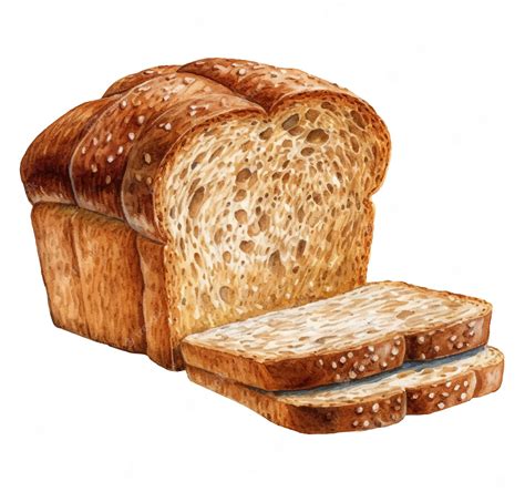 Ilustración Acuarela De Una Hogaza De Pan Y Una Rebanada De Pan