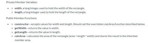 Solved Public Member Functions Getarea This Function Chegg