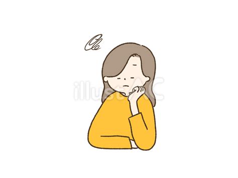 片肘をついて考え事をする女の人イラスト No 25267082｜無料イラスト・フリー素材なら「イラストac」