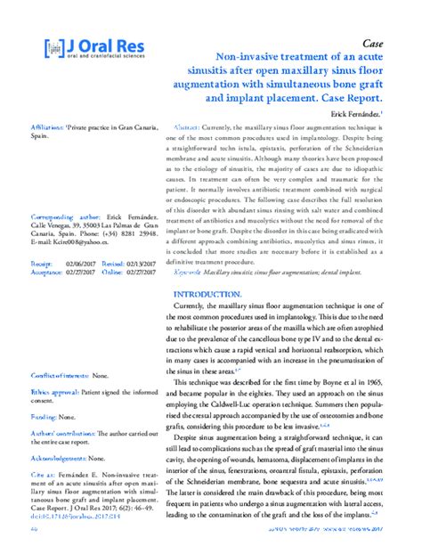 Pdf Non Invasive Treatment Of An Acute Sinusitis After Open Maxillary