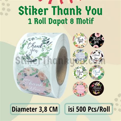 Jual Stiker Thank You CM Isi Pcs Roll Sticker Botol Minuman Olshop Motif Berbeda