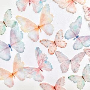 Pre Cut Edible Wafer Paper Butterfly Pastel Rainbow Wafer Butterfly