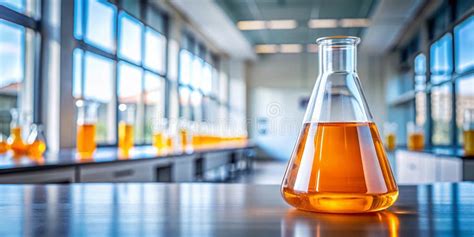 Vibrant Orange Liquid In A Conical Flask A Captivating Science Lab Experiment Background For