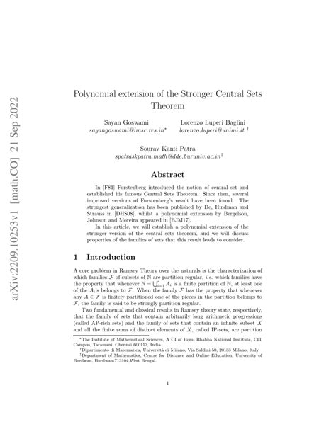Pdf Polynomial Extension Of The Stronger Central Sets Theorem