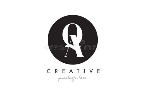 Qa Letter Logo Design With Black Circle And Serif Font Stock Vector