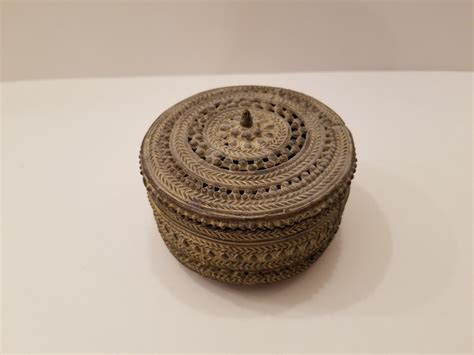 Vintage Brass Kum Kum Powder Tika Ceremony Box Etsy