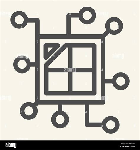 Cpu Chip Line Icon Processor Vector Illustration Isolated On White Microchip Outline Style