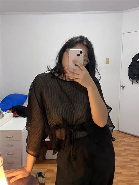 Black See Through Top Women S Fashion Tops Blouses On Carousell