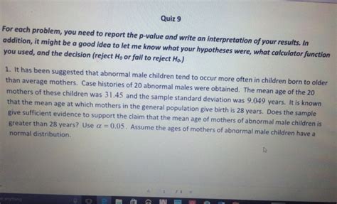Solved For Each Problem You Need To Report The P Value And Chegg