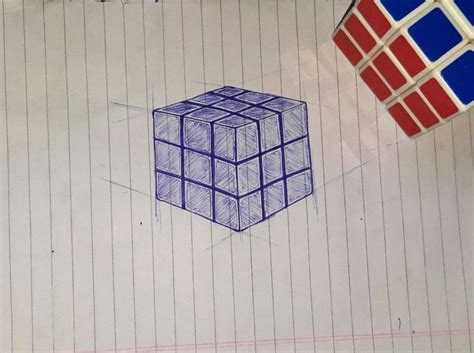 Pen Drawing Of A Cube