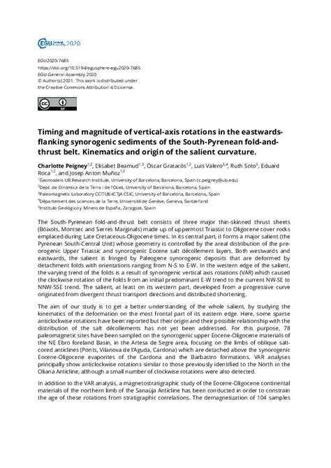 Pdf Timing And Magnitude Of Vertical Axis Rotations In The Eastwards Flanking Synorogenic