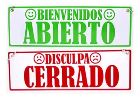 Letrero Abierto Cerrado Cartel Doble Para Colgar Meses Sin Intereses