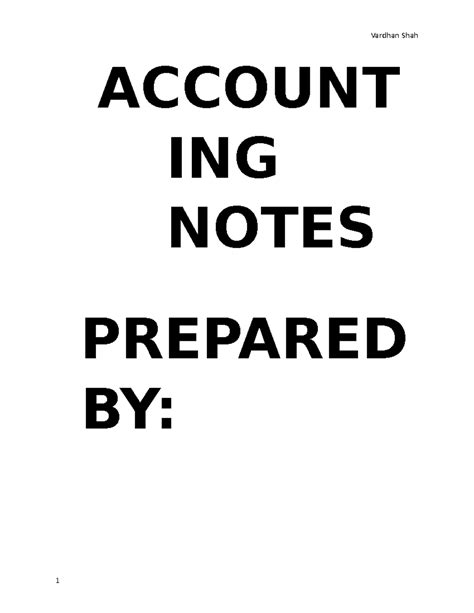 Igcse Accounting Notes Chap 1 10 Account Ing Notes Prepared By Vardhan Shah A Chapter 1