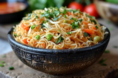 Premium Photo Schezwan Noodles Or Vegetable Hakka Noodles Or Chow