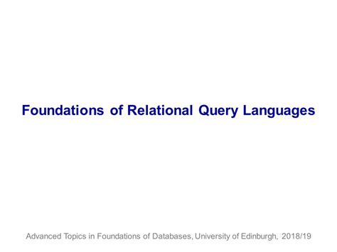 Pdf Foundations Of Relational Query Languages Dokumentips