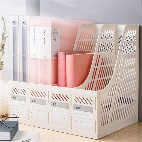 4 Column File Data Storage Rack PP Material Multi Functional Books