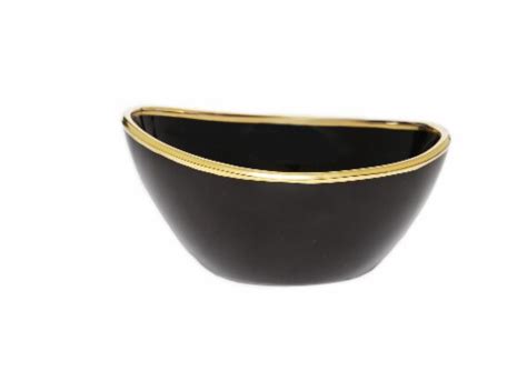 Black Dessert Bowl With Gold Rim 5d X 3h Kroger