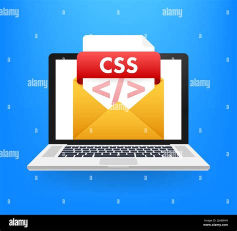 Download Css Button On Laptop Screen Downloading Document Concept File With Css Label And Down