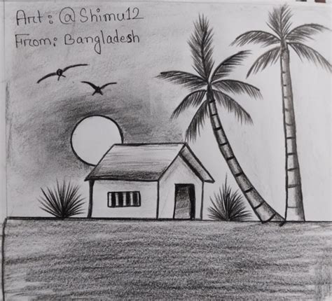 How To Draw A Sunset Step By Step With Pencil
