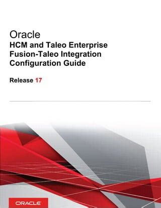 Oracle HCM And Taleo Enterprise Fusion Taleo Integration Configuration