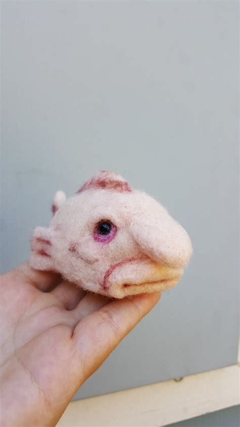 Blob Fish Needle Felted Blobfish Sculpture Pink Fish By Nodsu