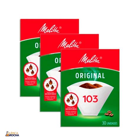 Kit 3 filtros de Papel Melitta 103 cada caixa Contém 30 unidades