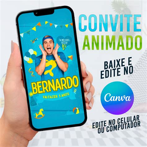 Luccas Neto Convite Animado Editável No Canva Convite Lucas Neto Fes Festália Design