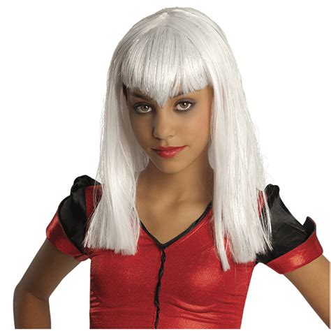 Peruca Branca Vampira Menina Mascarilha