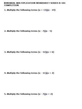 BINOMIAL MULTIPLICATION WORKSHEET PACK By Technomustang TpT
