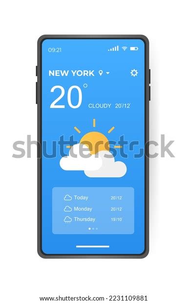 Mobile Weather App Interface Design Gui Stock Vector Royalty Free