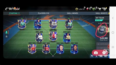 My 100 Ovr Team In Fifa Mobile Youtube