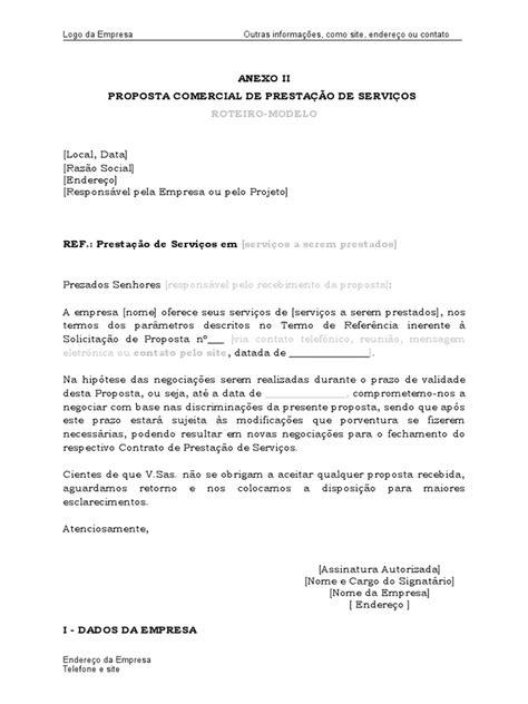 Modelo De Proposta Comercialdoc E Mail Setor Terciário Da Economia